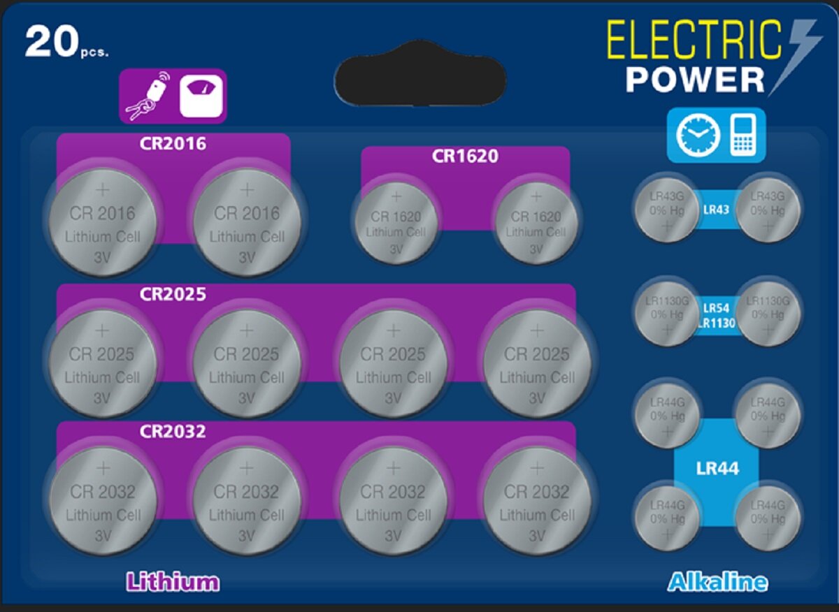 VARTA (20 szt.) Baterie CR2032/CR2025/CR2016/CR1620/LR44/LR54/LR43 ...
