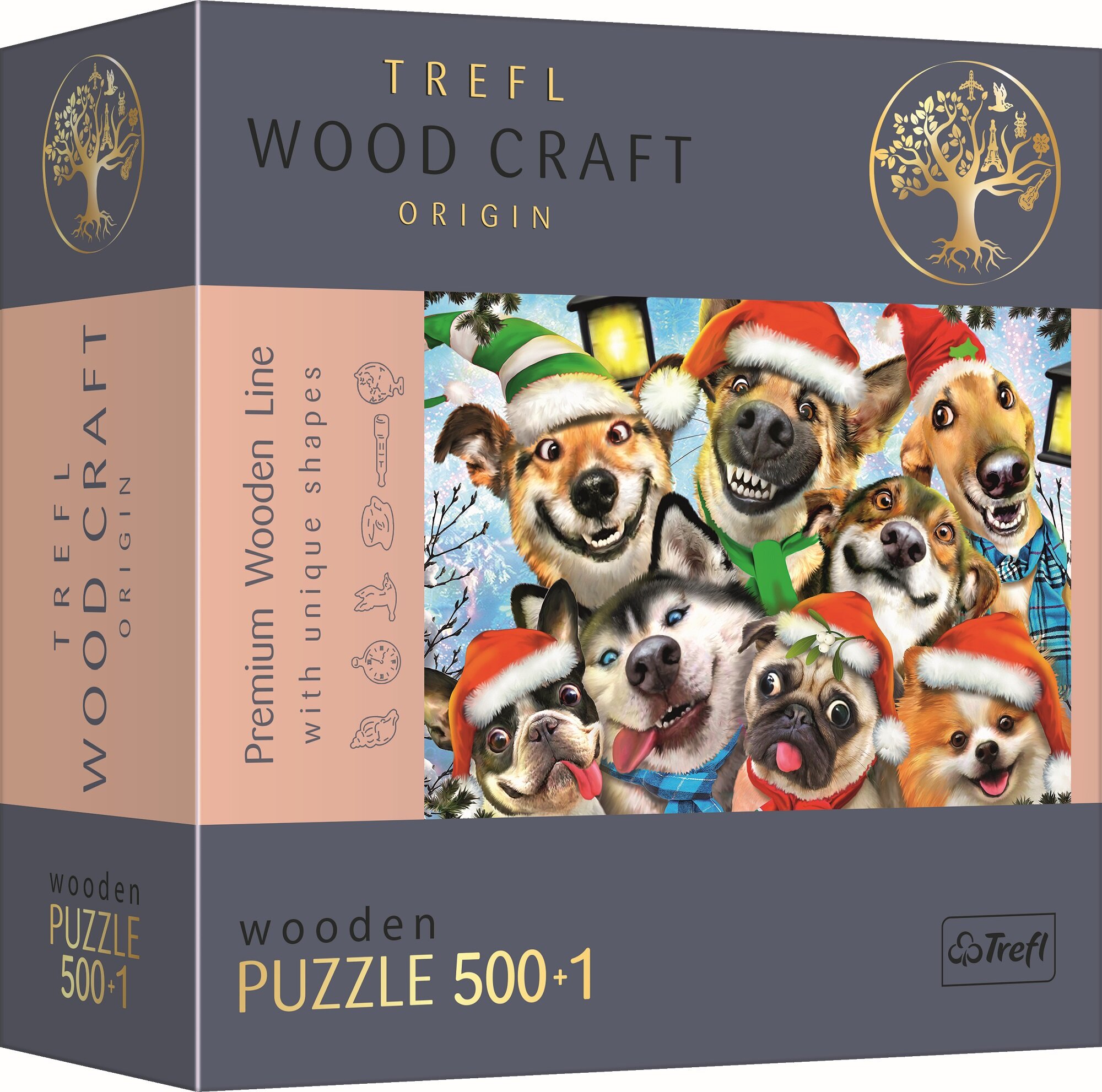 TREFL Wood Craft Świąteczne pieski 20173 (500 elementów) Puzzle ...