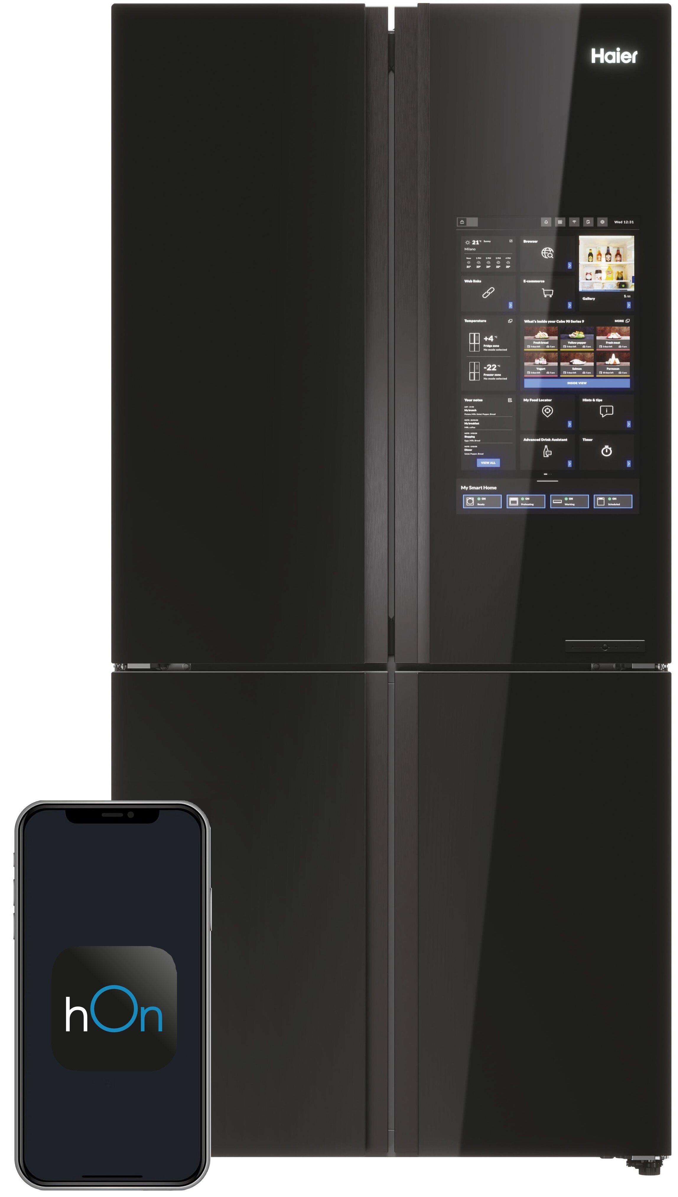 HAIER HCW9919FSGB Side by Side No frost 190cm Czarna Lodówka - niskie ...