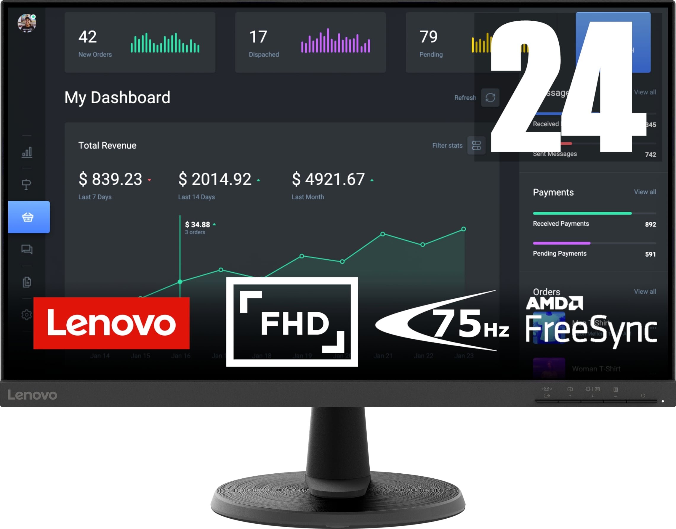 LENOVO D24-40 23.8" 1920x1080px 4 ms Monitor - niskie ceny i opinie w ...
