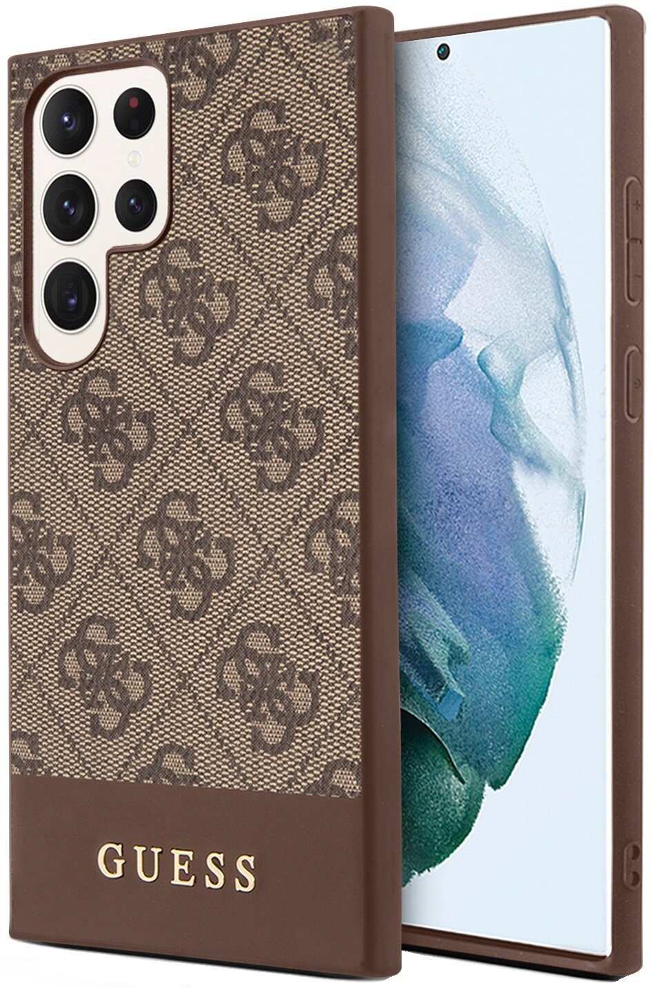 GUESS 4G Stripe Collection do Samsung Galaxy S23 Ultra Brązowy Etui ...