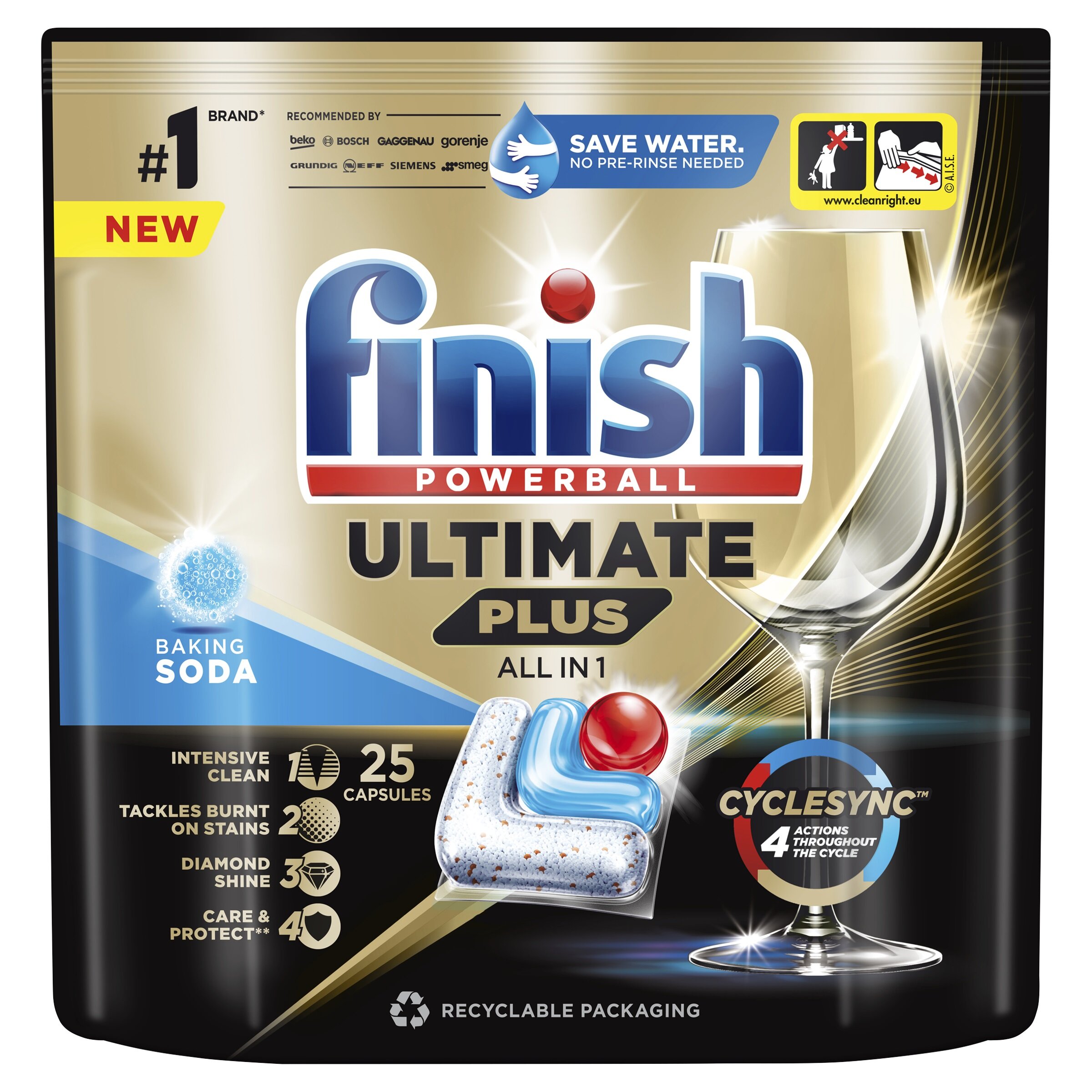 FINISH Powerball Ultimate Plus All in 1 Baking soda - 25 szt. Kapsułki ...