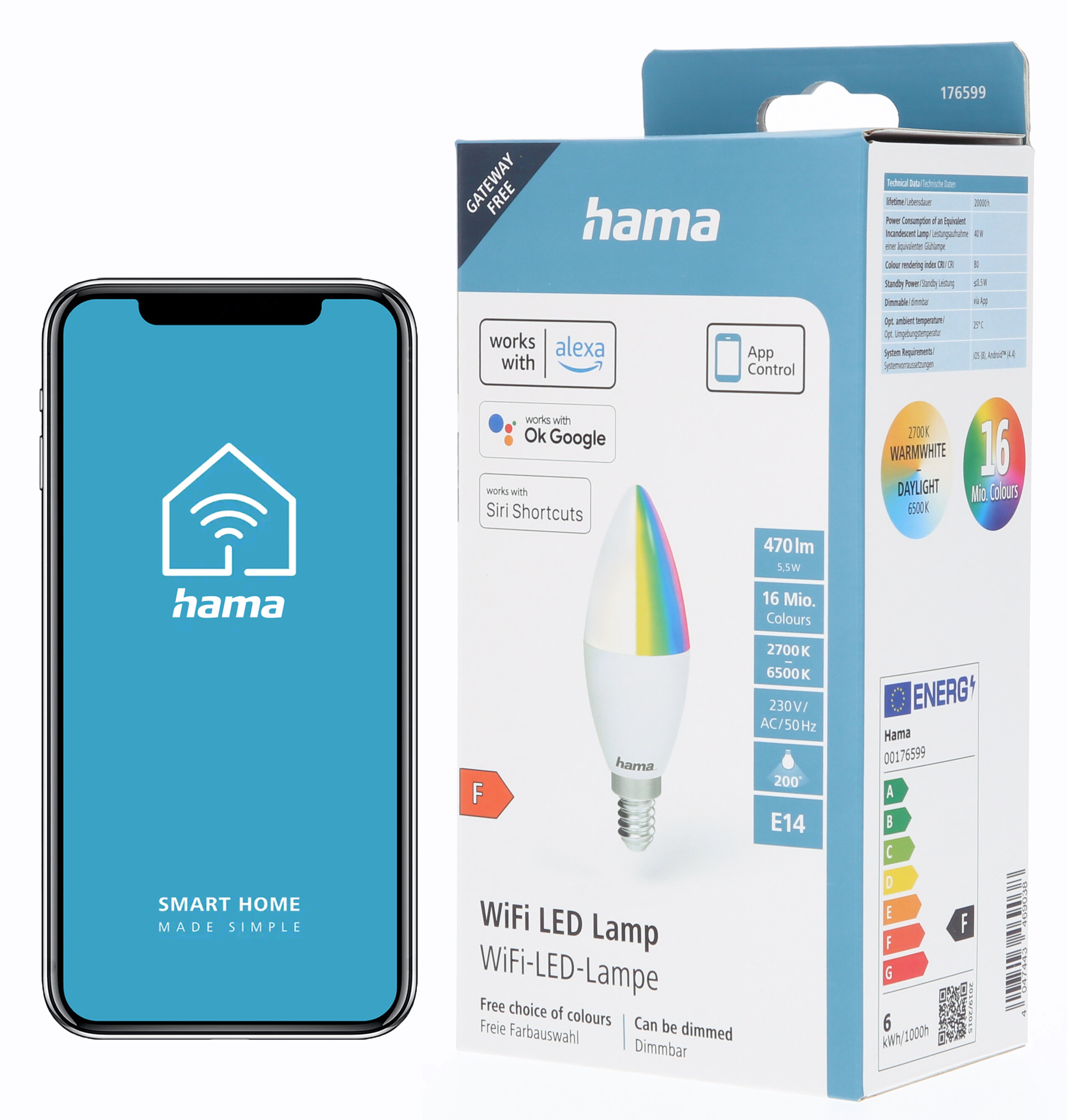 HAMA 176599 E14 5.5W WiFi Inteligentna żarówka LED - niskie ceny i ...