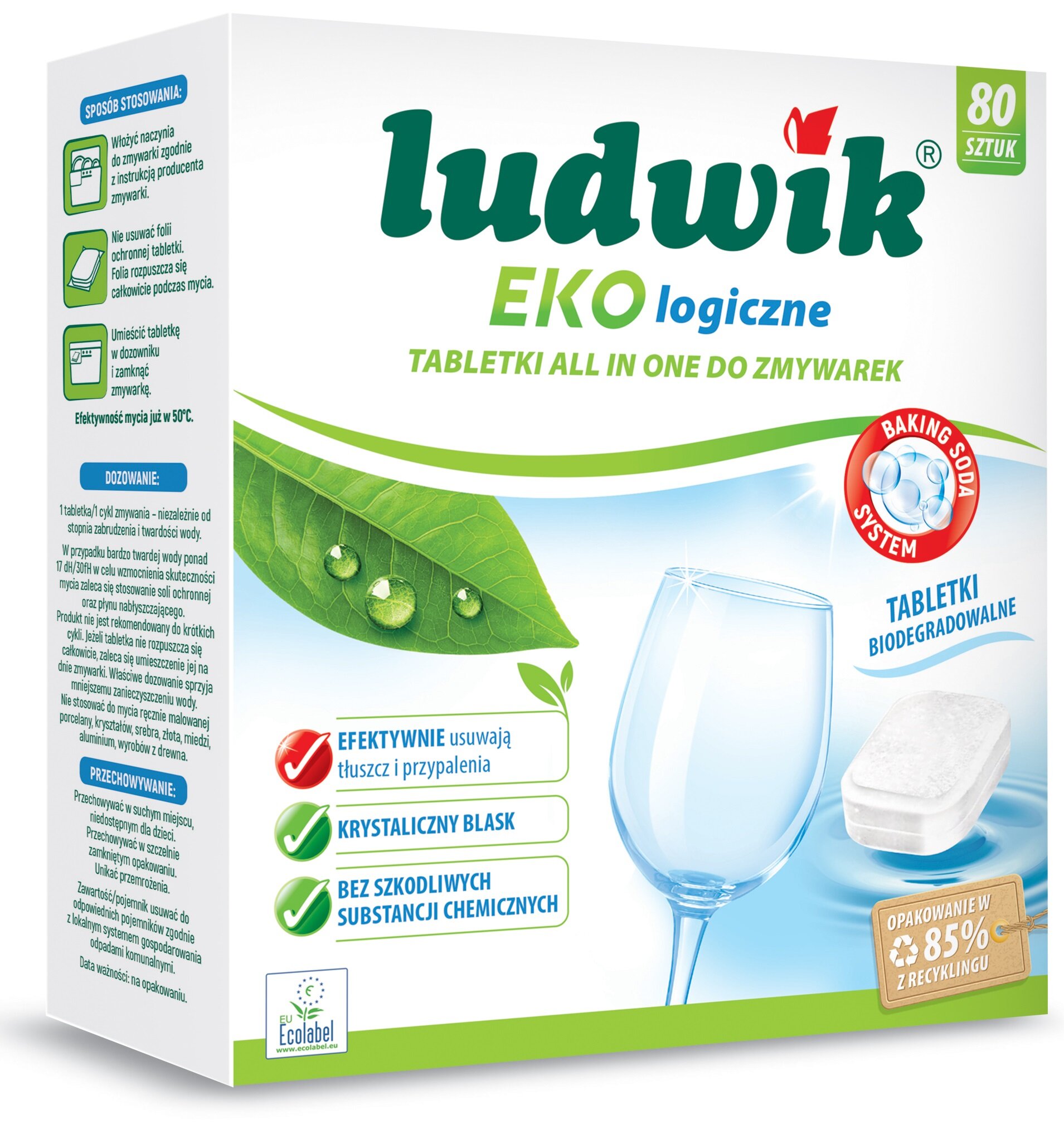 LUDWIK All In One Ekologiczne - 80 szt. Tabletki do zmywarek - niskie ...