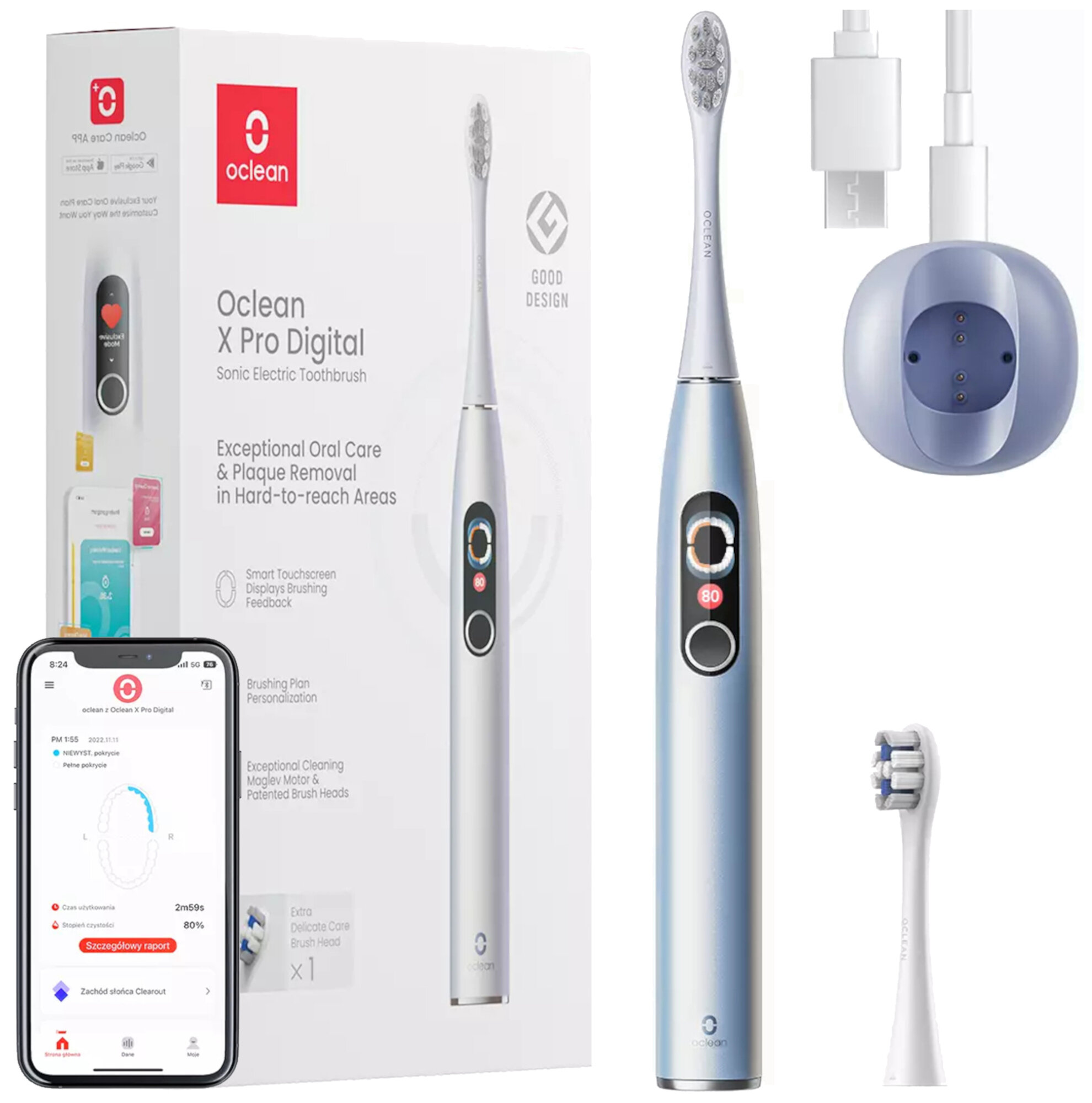 OCLEAN X Pro Digital Set Srebrny Szczoteczka soniczna - niskie ceny i opinie w Media Expert