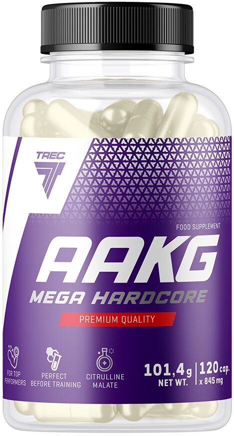 TREC NUTRITION AAKG Mega Hardcore (120 kapsułek) Przedtreningówka - niskie ceny i opinie w Media ...