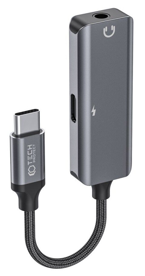 TECH-PROTECT UltraBoost Czarny Adapter USB Typ-C - Jack 3.5 mm/USB Typ ...