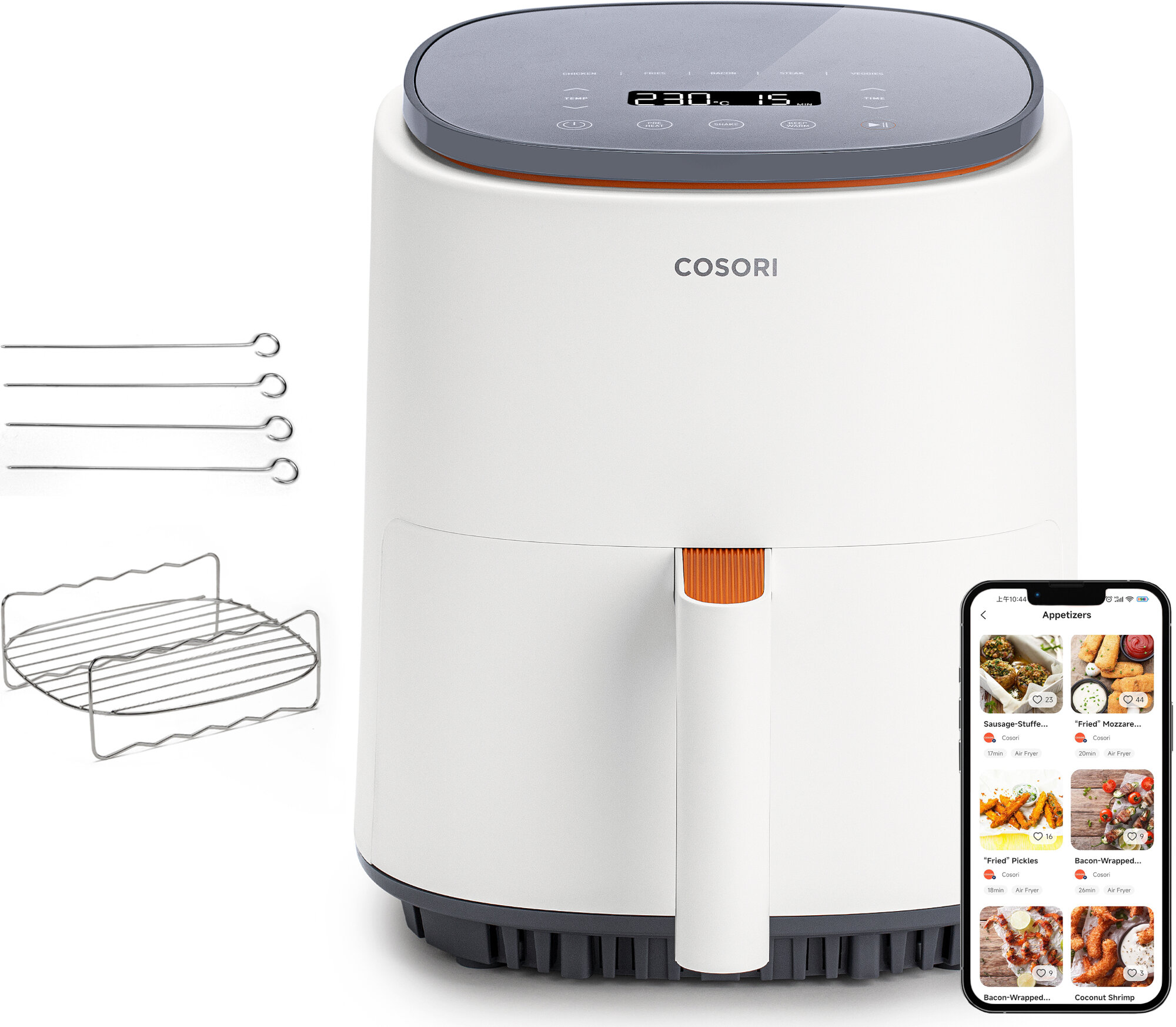 COSORI CAF-LI401S-WEUR Air Fryer Biały Frytkownica beztłuszczowa ...