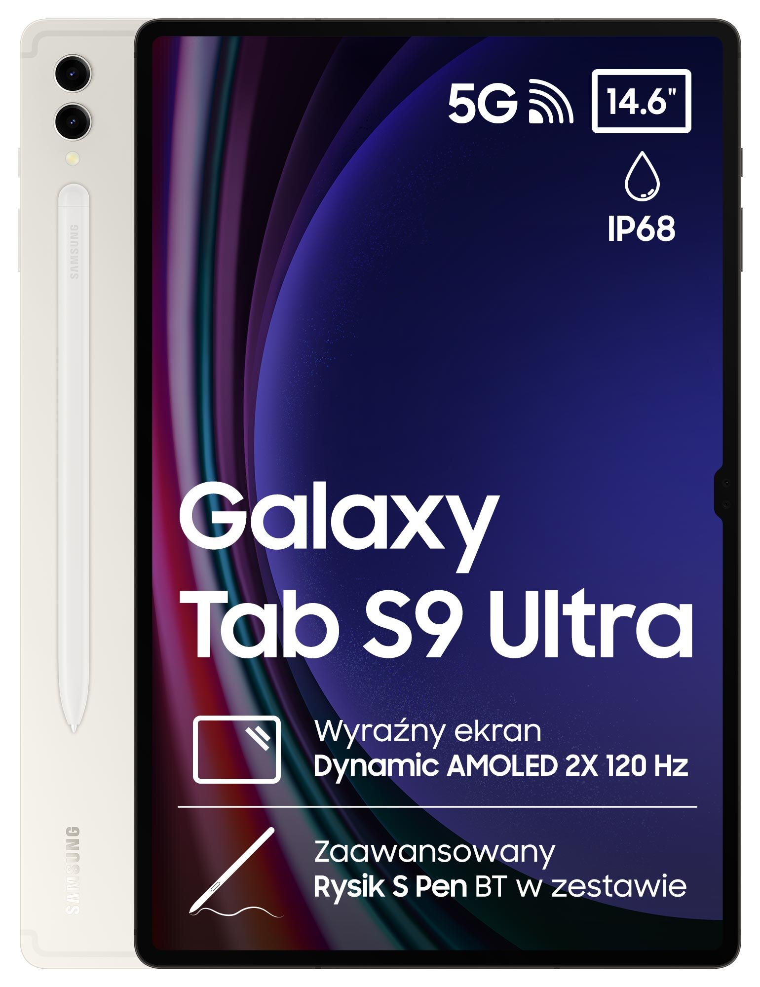 SAMSUNG Galaxy Tab S9 Ultra 14.6" 12/256 GB 5G Wi-Fi Beżowy + Rysik S ...