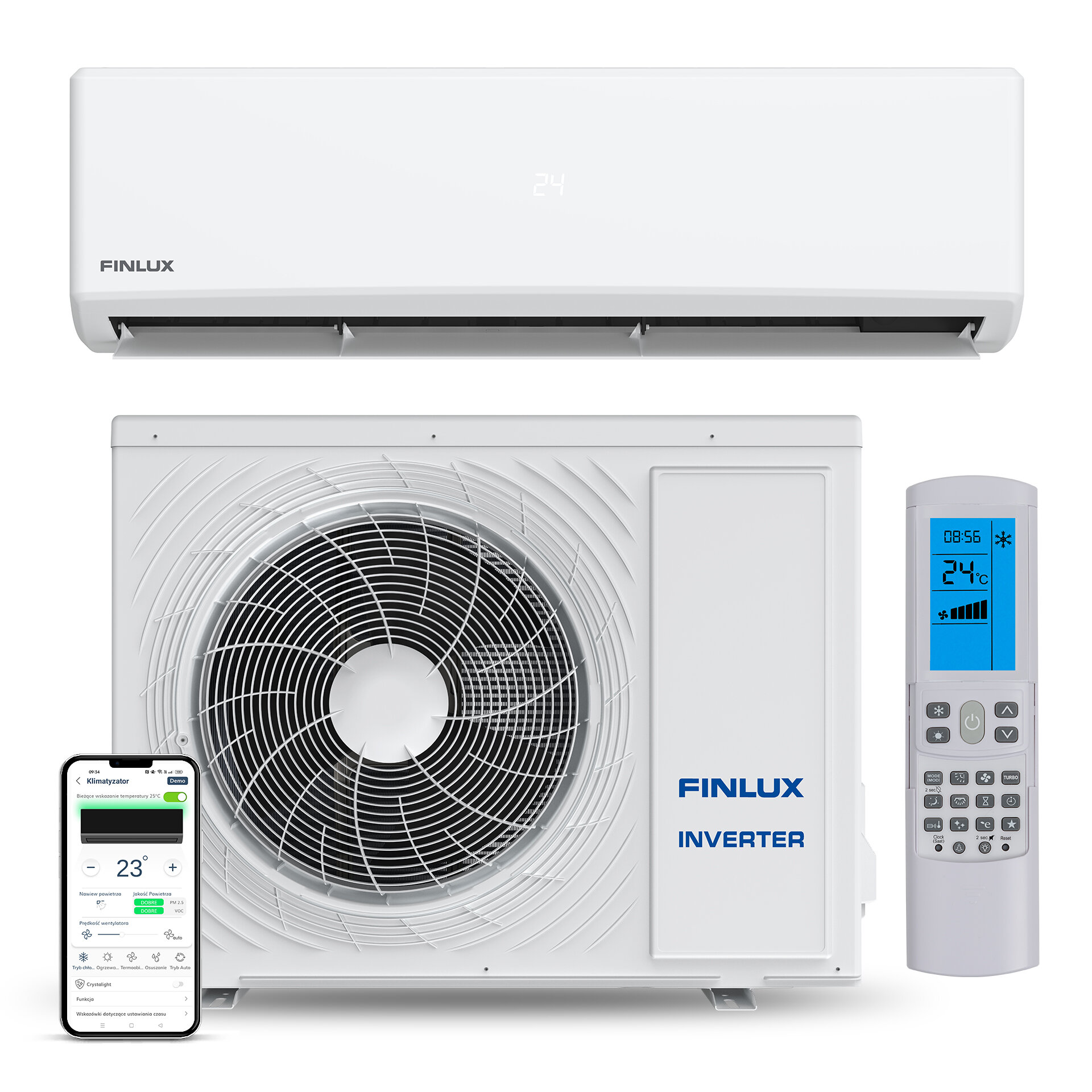 FINLUX Solo FN-AC1S24WH Klimatyzator Split, Pompa ciepła powietrze ...