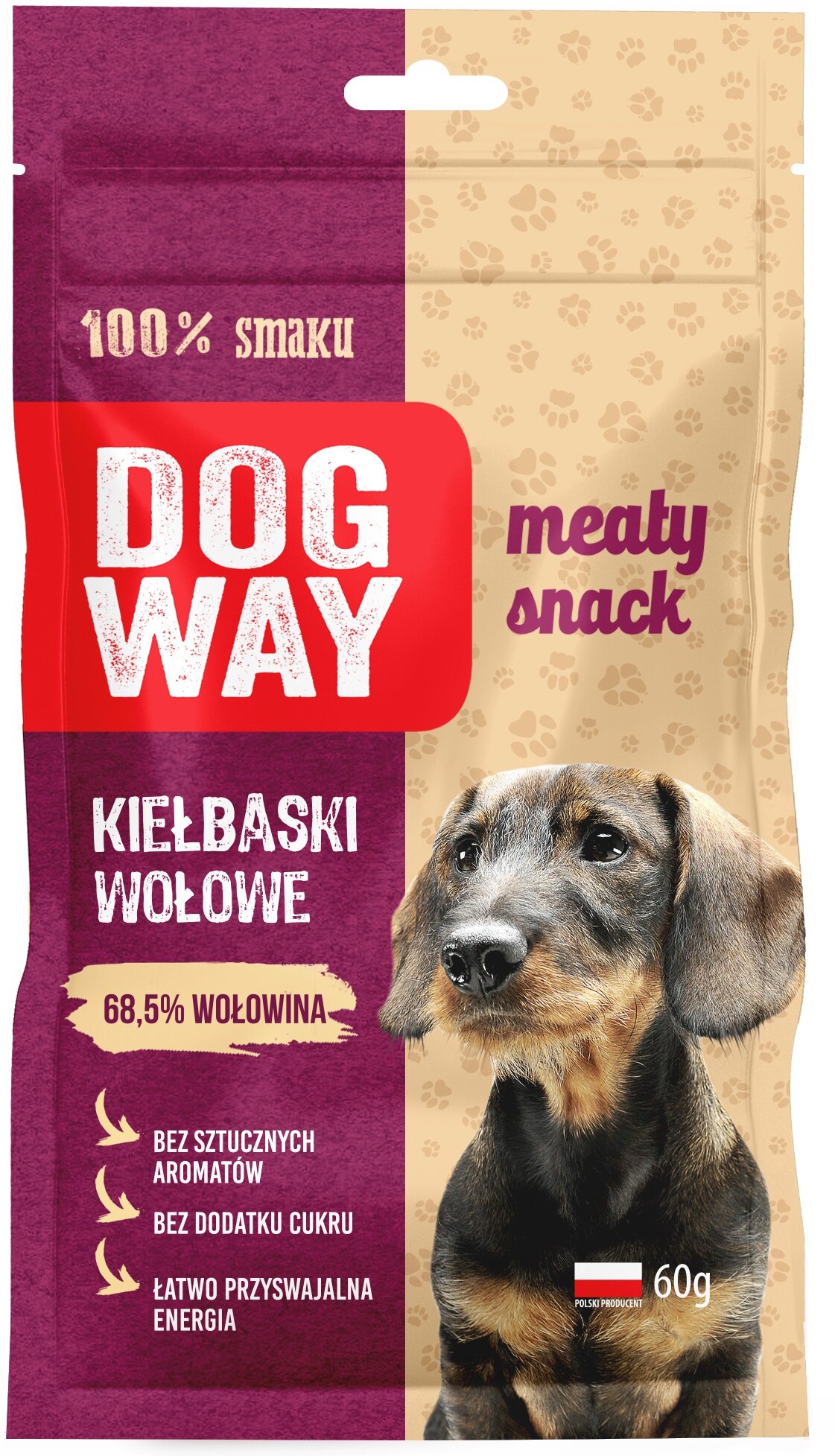 DOGWAY Meaty Snack Kiełbaski wołowe 60 g Przysmak dla psa - niskie ceny i opinie w Media Expert