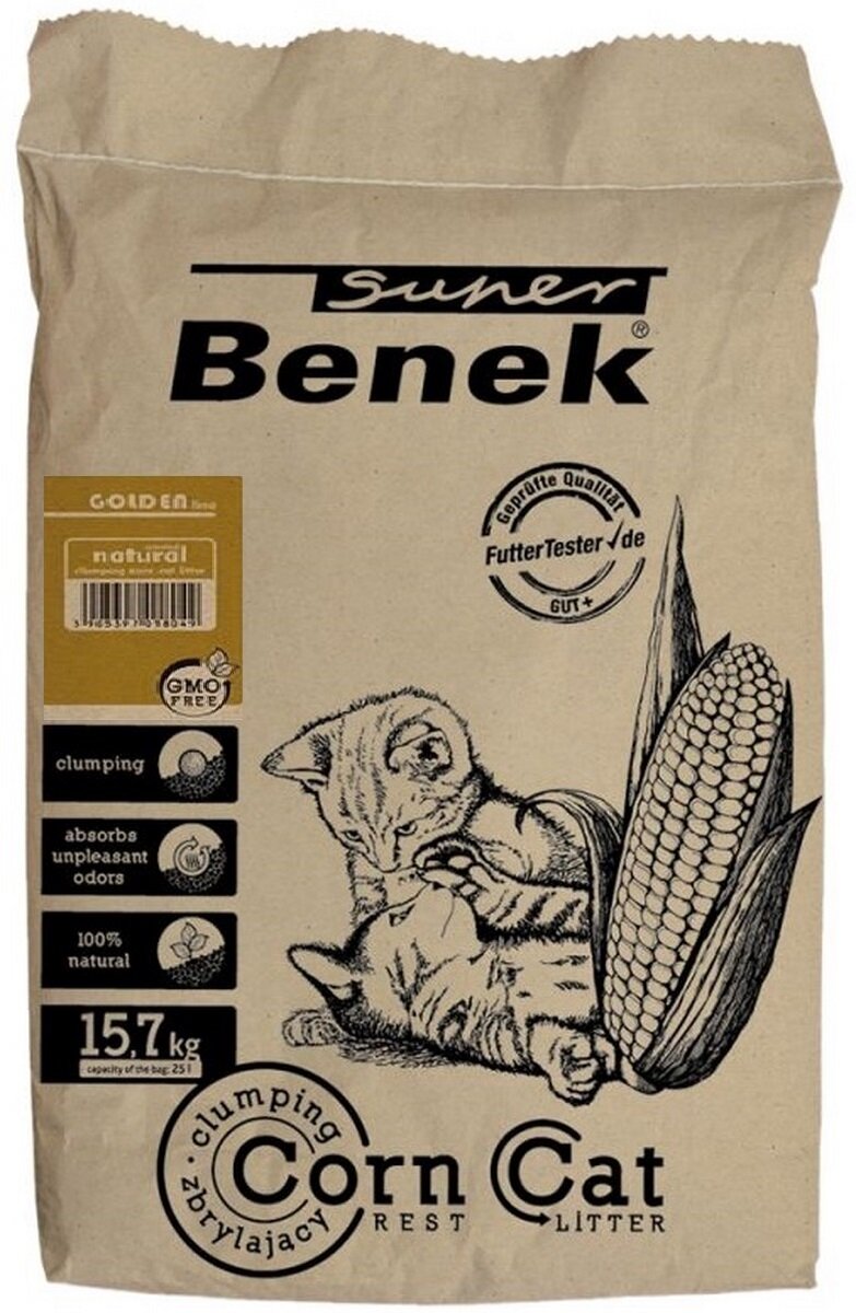SUPER BENEK Corn Golden 25 L Żwirek dla kota - niskie ceny i opinie w ...