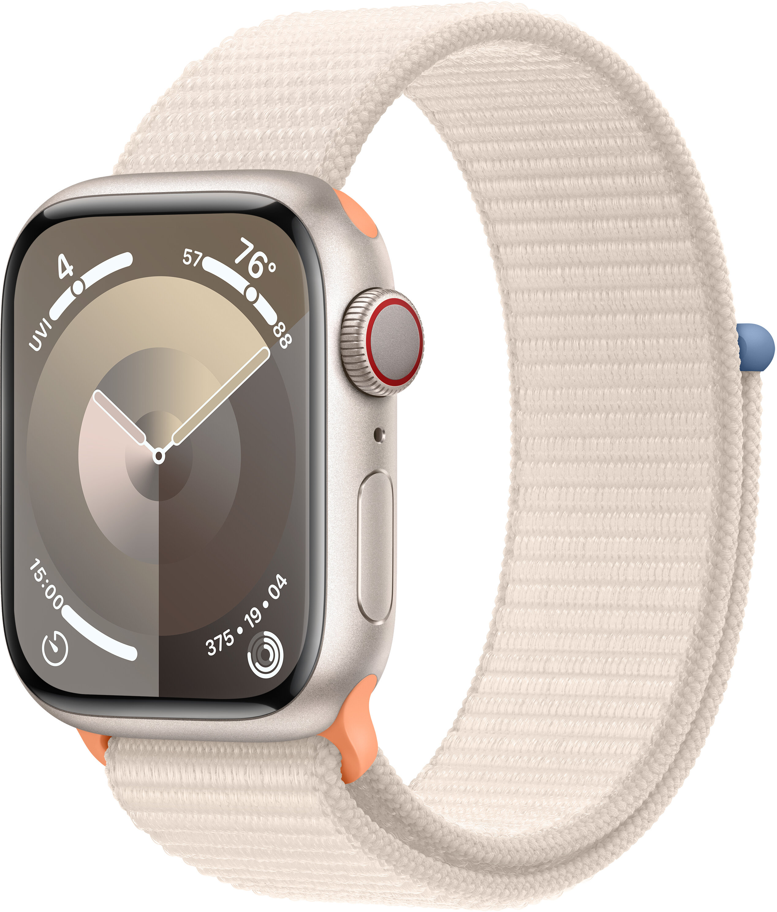 APPLE Watch 9 GPS + Cellular 41mm koperta z aluminium (księżycowa poświata) + opaska sportowa ...