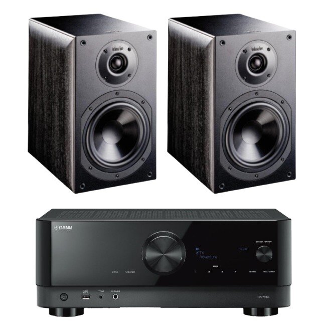 Yamaha MusicCast RX-V4A Czarny + Kolumny głośnikowe INDIANA LINE Nota 260XN Czarny (2 szt ...