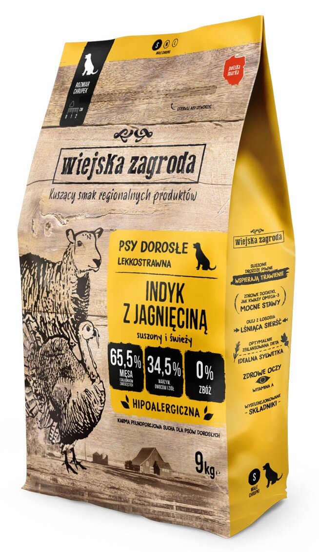 WIEJSKA ZAGRODA Indyk z jagnięciną S 9 kg Karma dla psa - niskie ceny i ...
