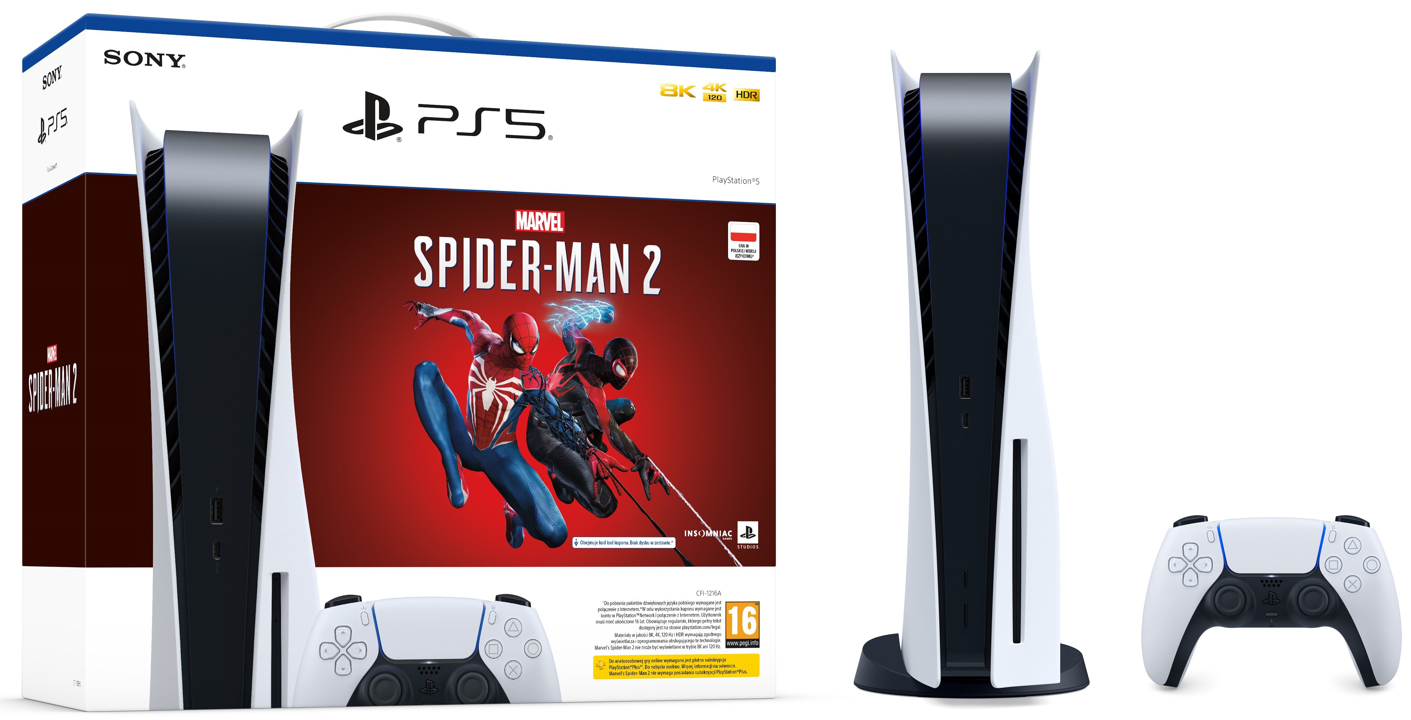 Konsola SONY PlayStation 5 z napędem Blu-ray 4K UHD + Gra Marvel’s Spider-Man 2 - niskie ceny i ...
