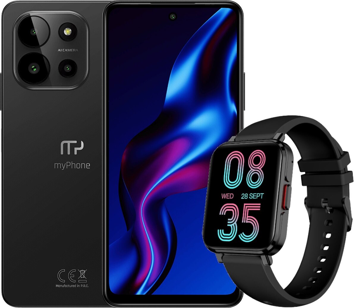 MYPHONE N23 6/128GB 5G 6.56" 90Hz Czarny + Smartwatch MYPHONE Watch LS ...