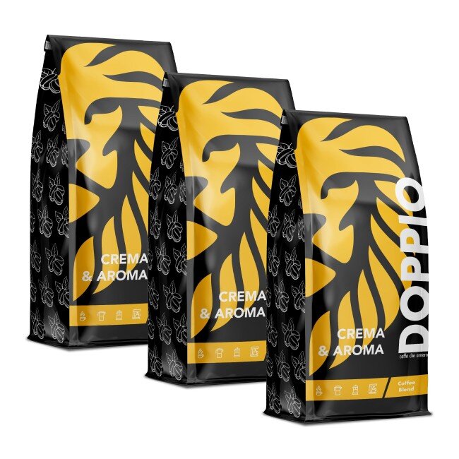 BLUE ORCA COFFEE Doppio Crema & Aroma Arabica 3 x 1 kg Kawa ziarnista ...