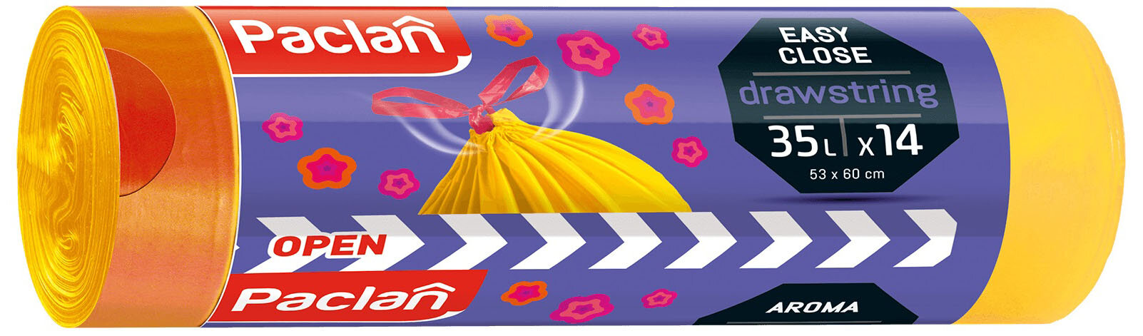 PACLAN Drawstring 136904 35L (14 szt.) Żółty Worki na śmieci - niskie ...