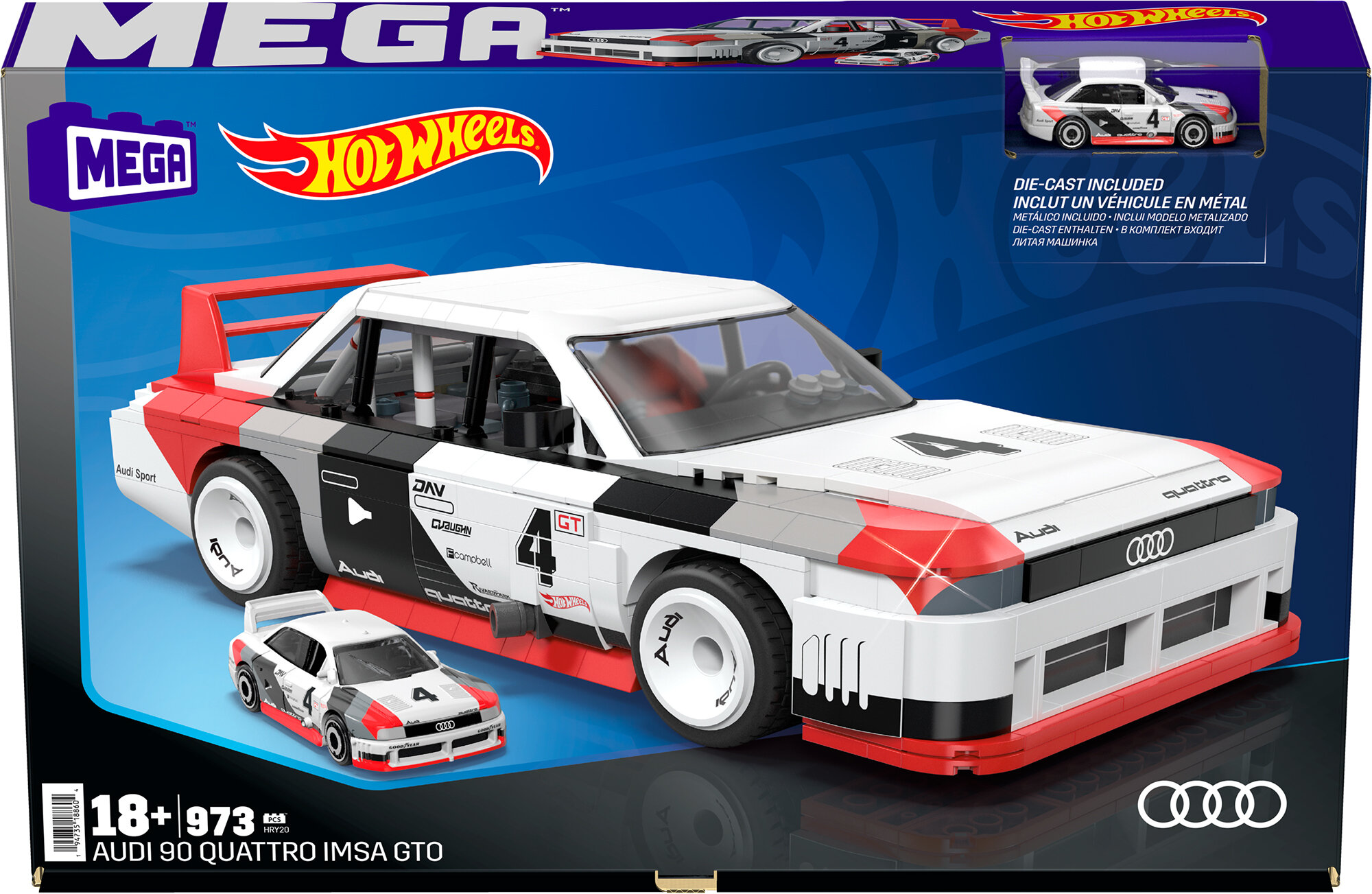 MEGA Hot Wheels Audi 90 Quattro IMSA GTO HRY20 Klocki plastikowe ...