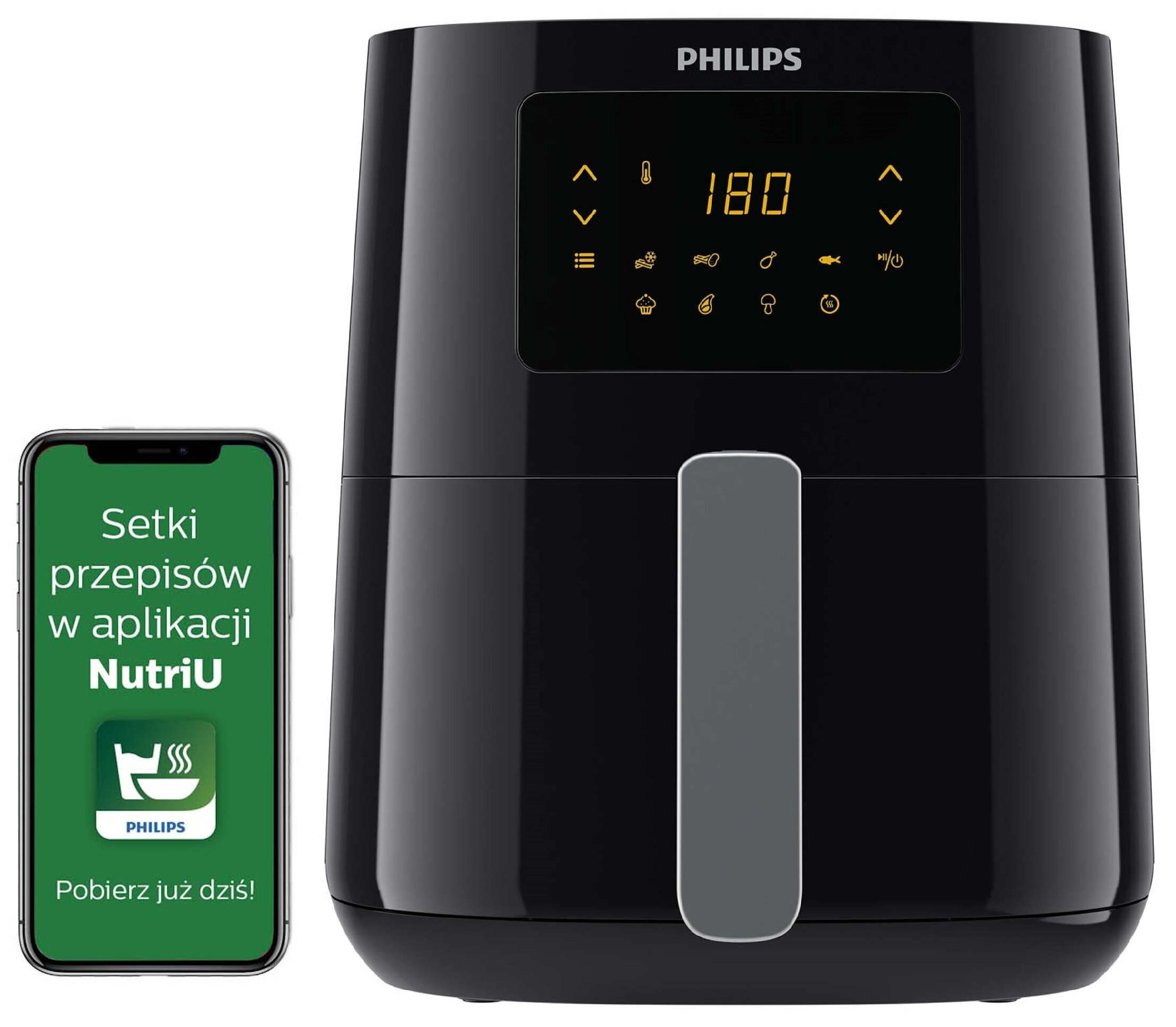 PHILIPS Essential Ovi Mini HD9252/70 Czarno-srebrny Air Fryer ...