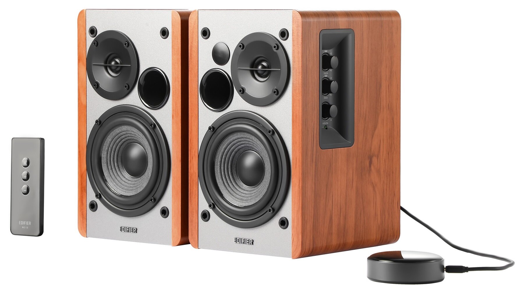 EDIFIER R1280T Brązowe (2 szt.) + streamer WiiM Mini Aktywne kolumny ...