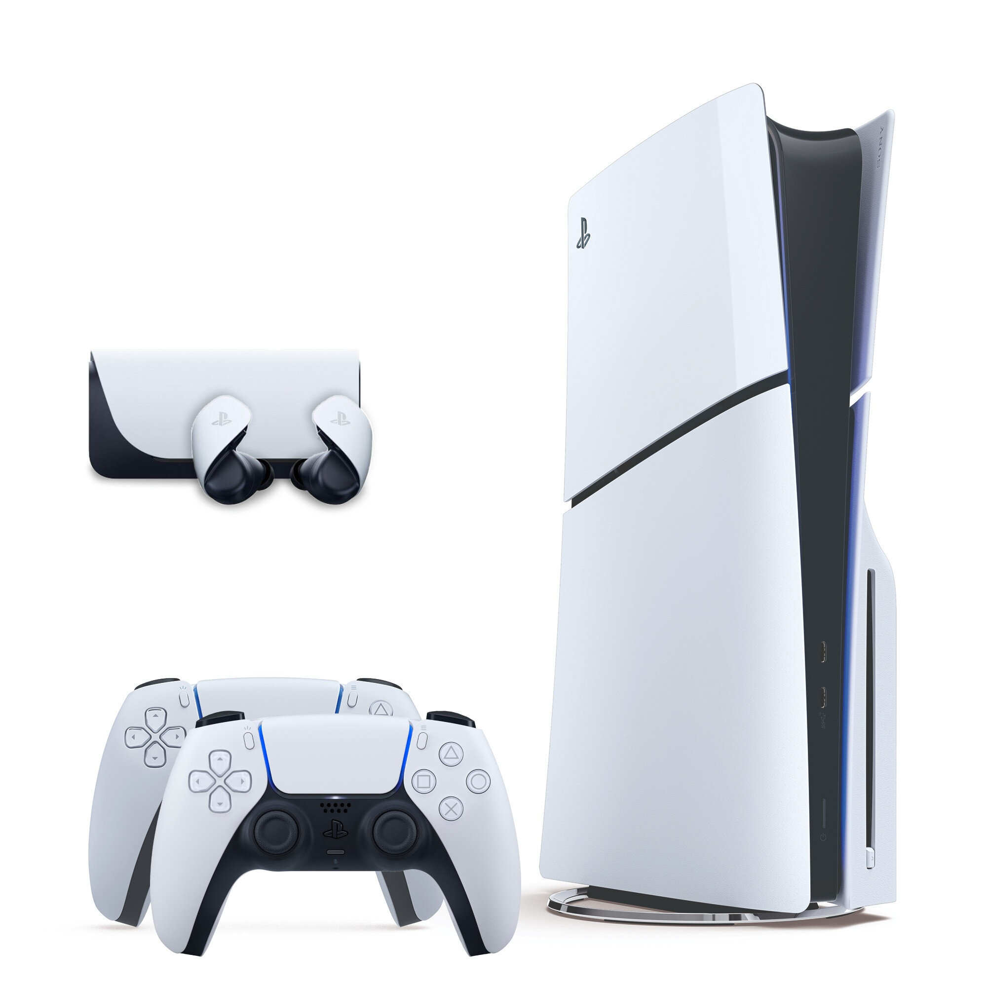 SONY PlayStation 5 Slim + 2 Kontrolery SONY DualSense Biały + Słuchawki ...
