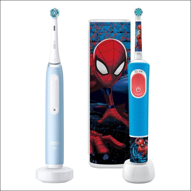 ORAL-B iO 3 Niebieski + Szczoteczka rotacyjna ORAL-B Kids Pro Spiderman + Etui Szczoteczka ...