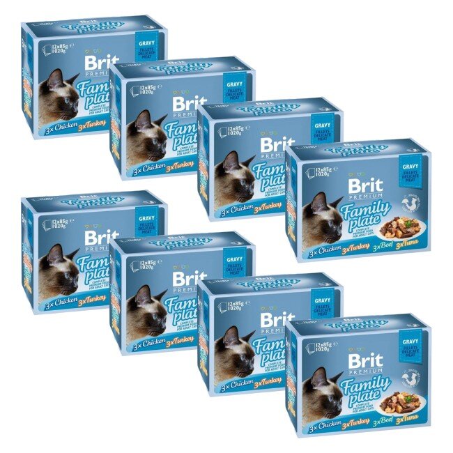 BRIT Cat Gravy Fillet Family Plate Mix smaków (96 x 85 g) Karma dla ...